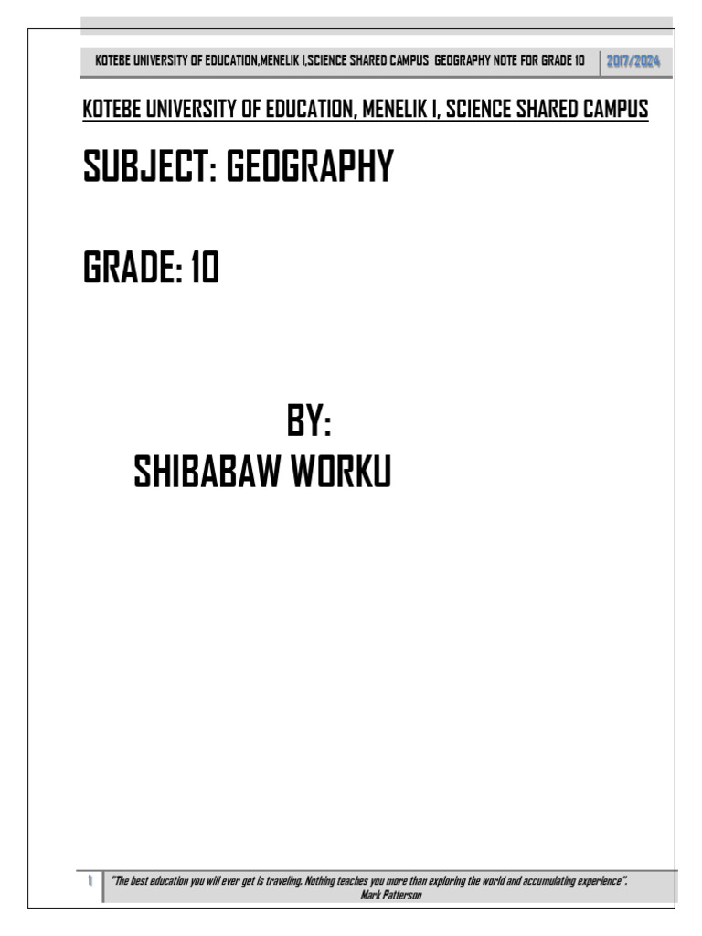 GEO CHAPTER ONE FOR GRADE 10 @SSC (1) | PDF | Savanna | Sahara