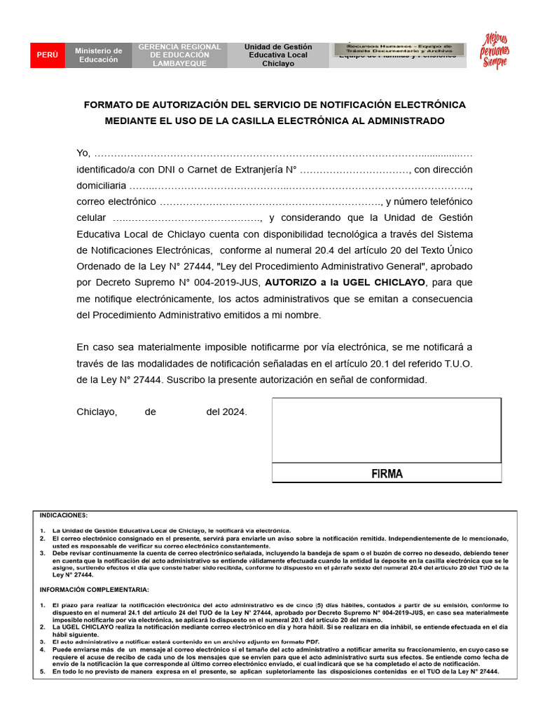 Formato de Autorización de Notificación Electrónica | PDF
