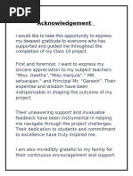 Acknowledgement Class 10 Project | PDF