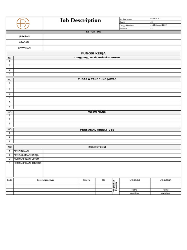 F-PGA-02 Form Job Description | PDF