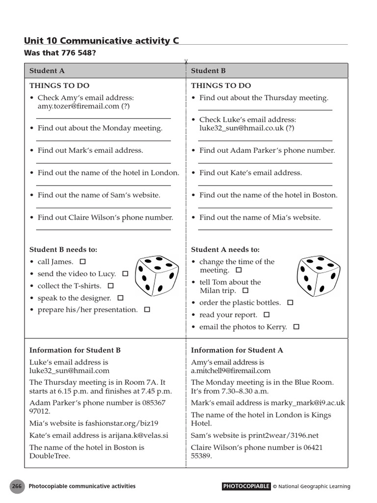 Elementary - Unit 10 - Communicative Activity C | PDF