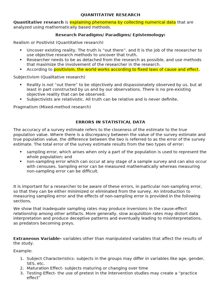 Understanding Quantitative Research Methods | PDF | Sampling (Statistics) | Validity (Statistics)
