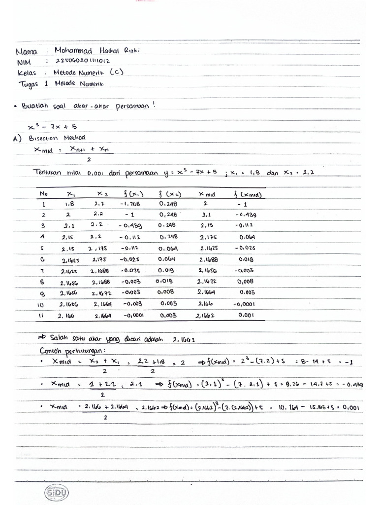 Tugas 1 Metode Numerik | PDF