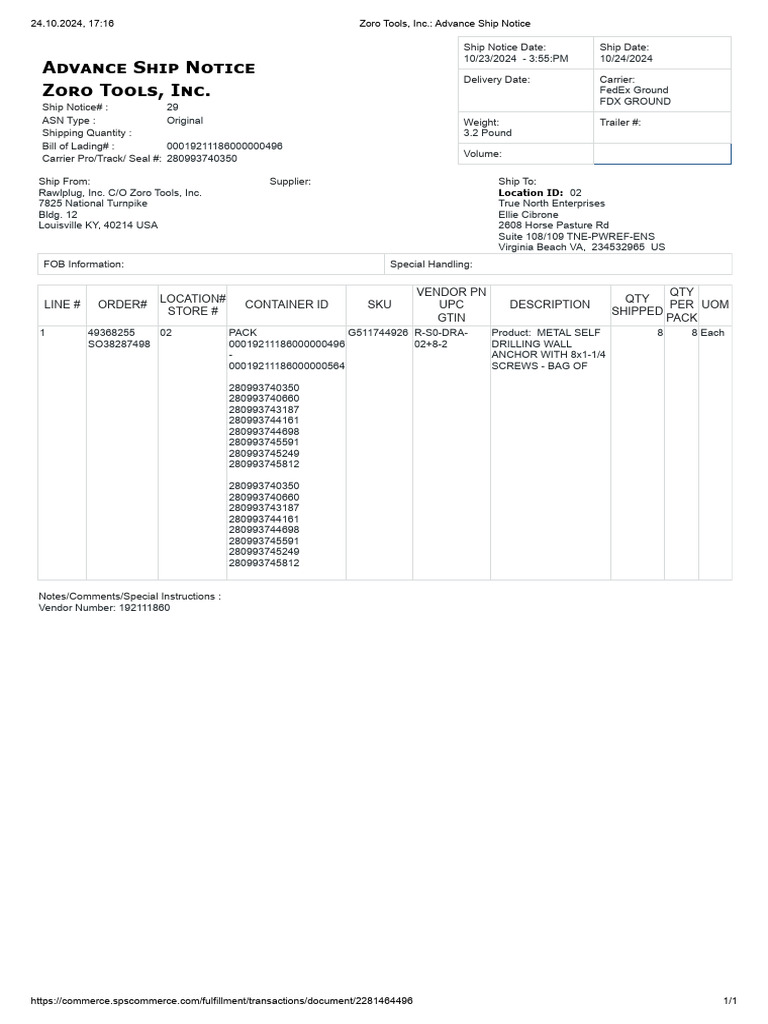 Advance Ship Po 49368255 | PDF | Freight Transport | Supply Chain ...