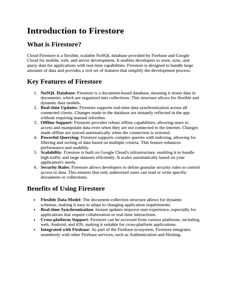 Introduction To Firestore Pdf Databases No Sql