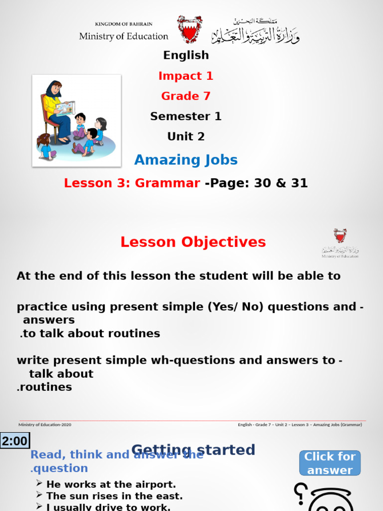 Grade 7 U2 L3 Grammar | PDF | Question | English Language