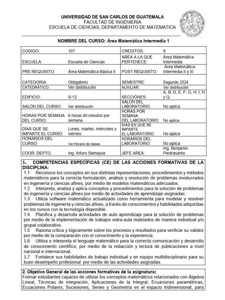Matematica Intermedia 1 | PDF | Matriz (Matemáticas) | Integral