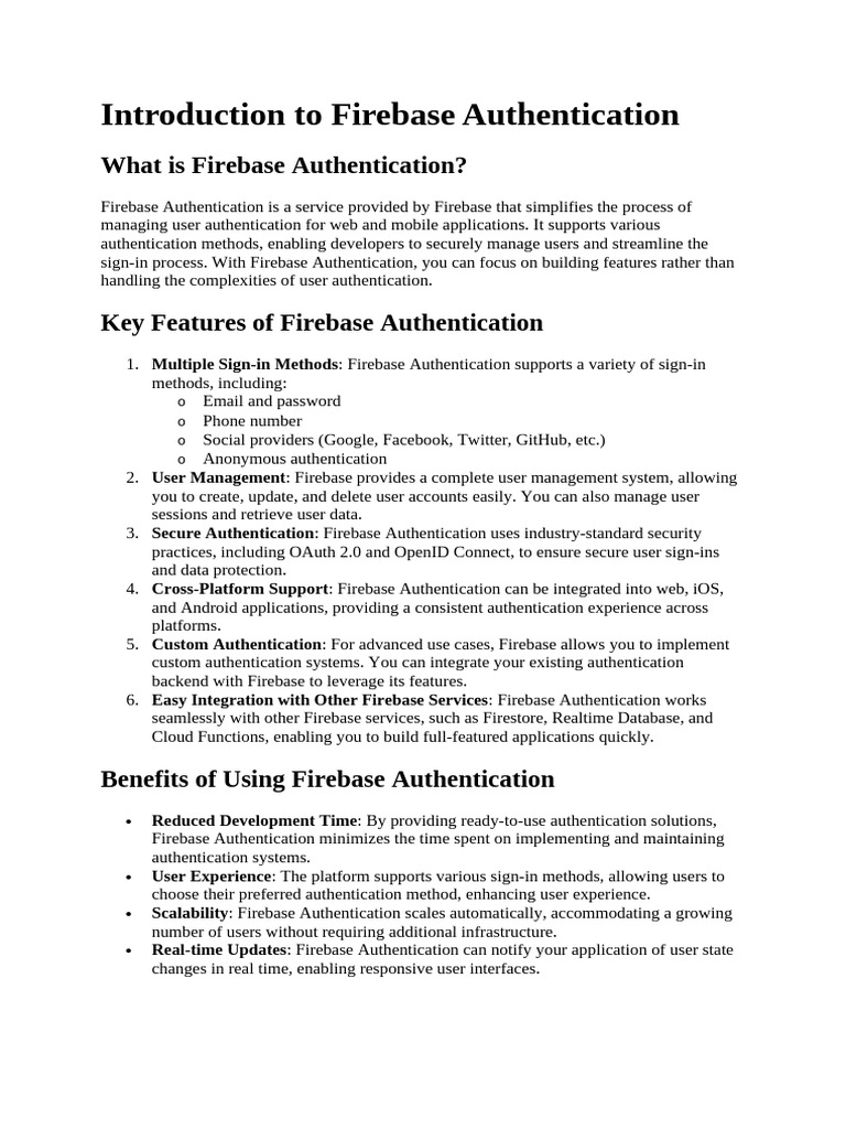 Introduction to Firestore Authentication | PDF | Computing | Information Technology