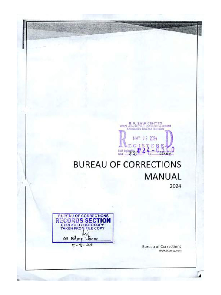 Bureau of Corrections Manual 2024 | PDF
