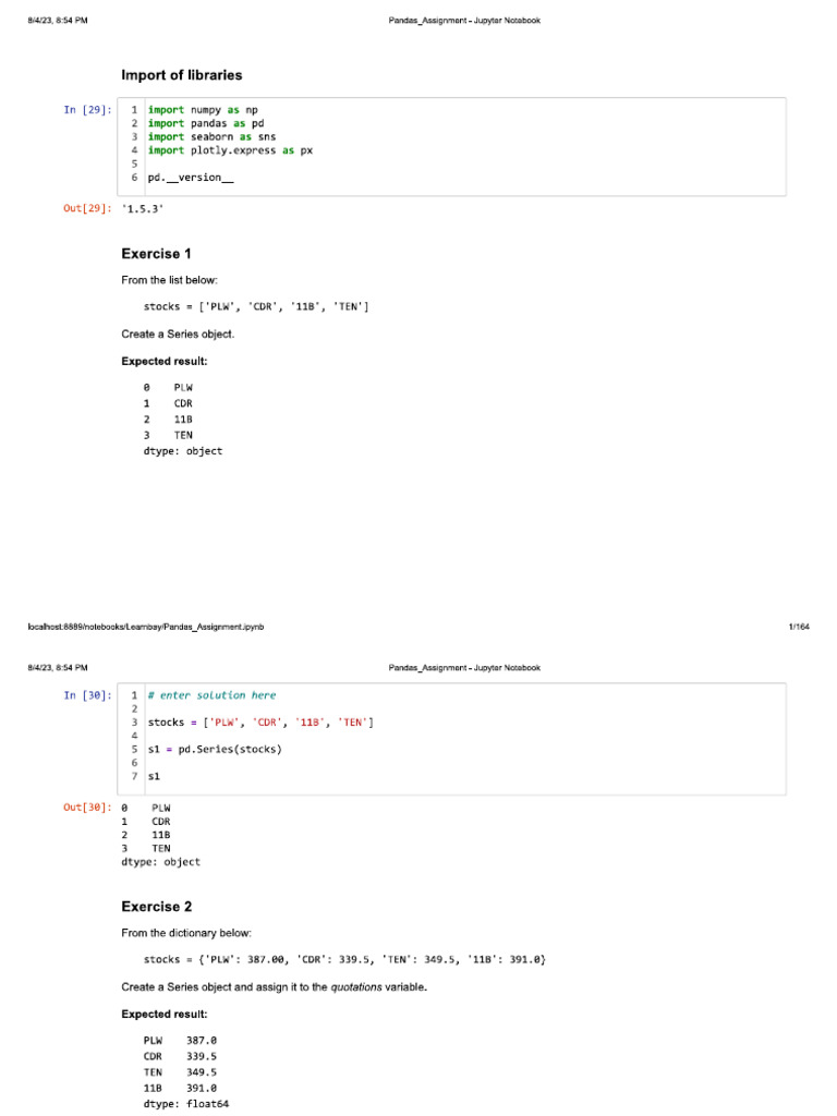 Pandas Assignment | PDF