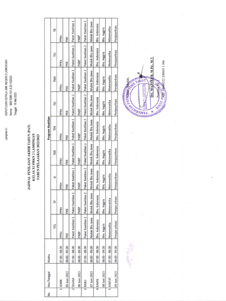 Jadwal Pas 22-23 New | PDF