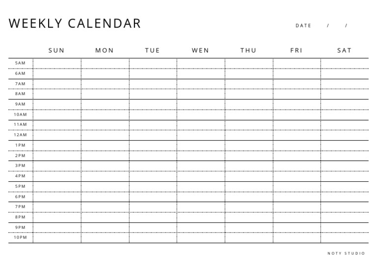 Printable Weekly Calendar - A4 Sun Start | PDF