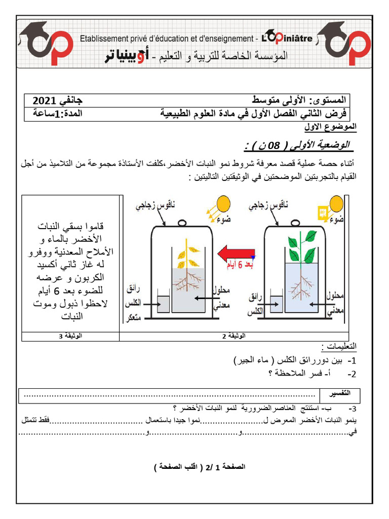 Dzexams 1am Sciences 553384 | PDF