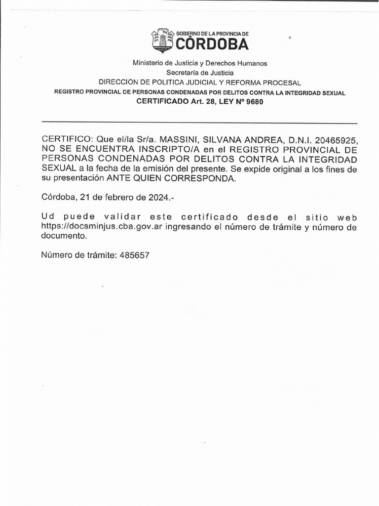 Cert. Ley 9680 | PDF