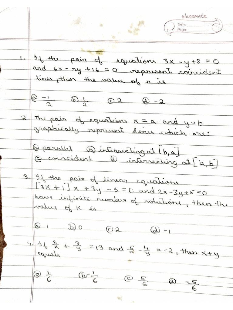 Maths Linear Equations Questions | PDF