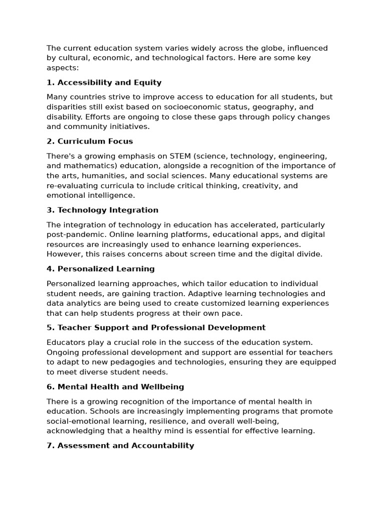 The Current Education System Varies Widely Across The Globe | PDF ...