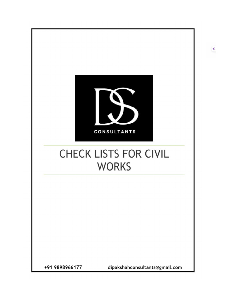 Check List For Civil Works | PDF