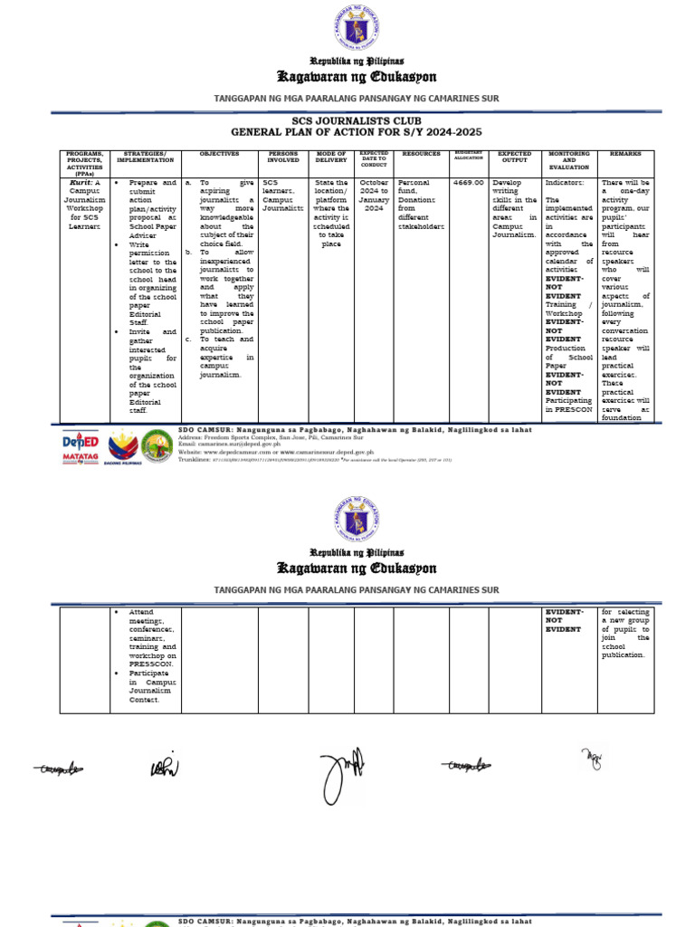 GPOA FOR CLUBS AND ORGS - SCS Journalists Club Revised | PDF | Learning