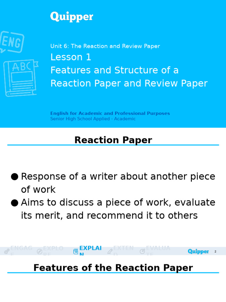 Structure and Features of Reaction Papers | PDF