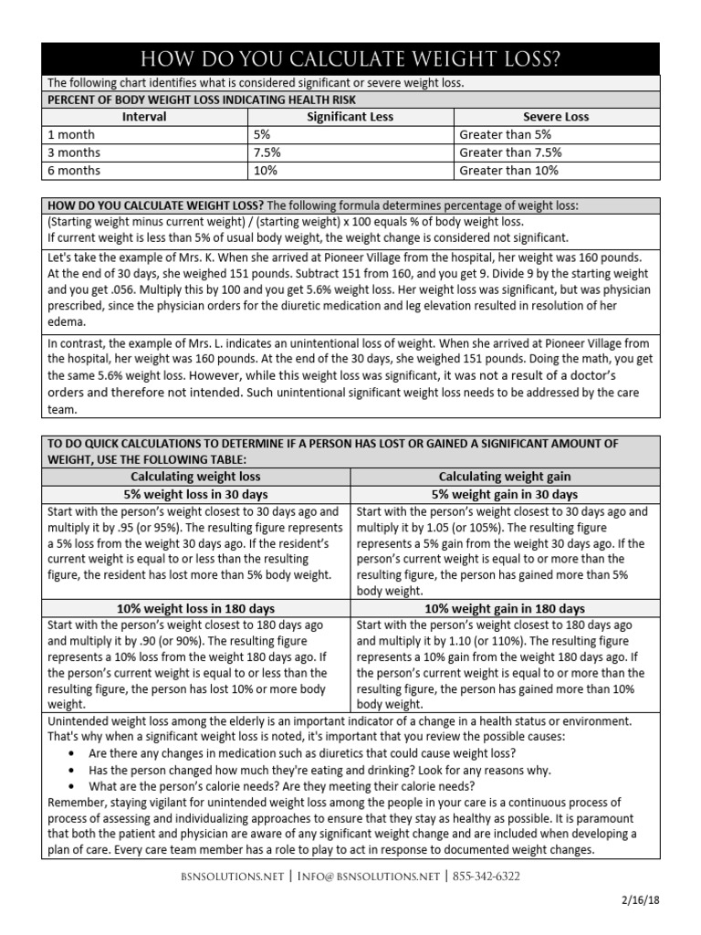 Calculating Significant Weight Loss | PDF | Weight | Weight Loss