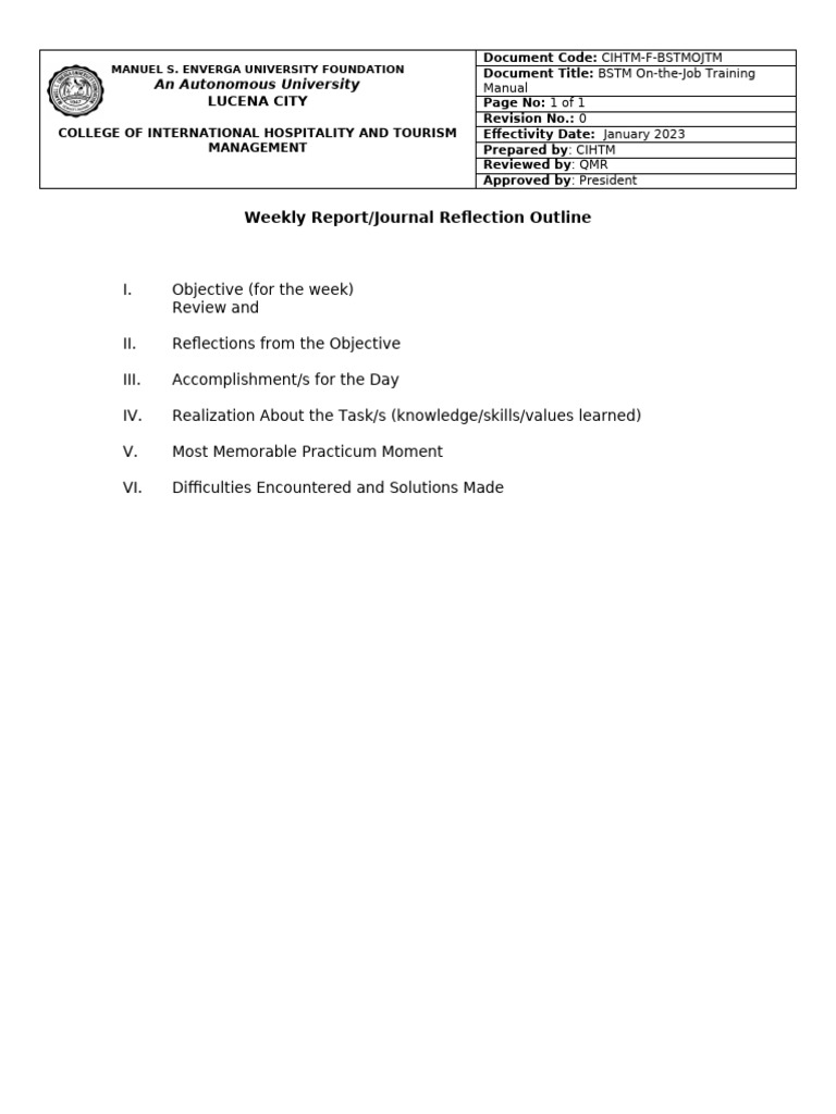 Weekly Narrative Report Format | PDF