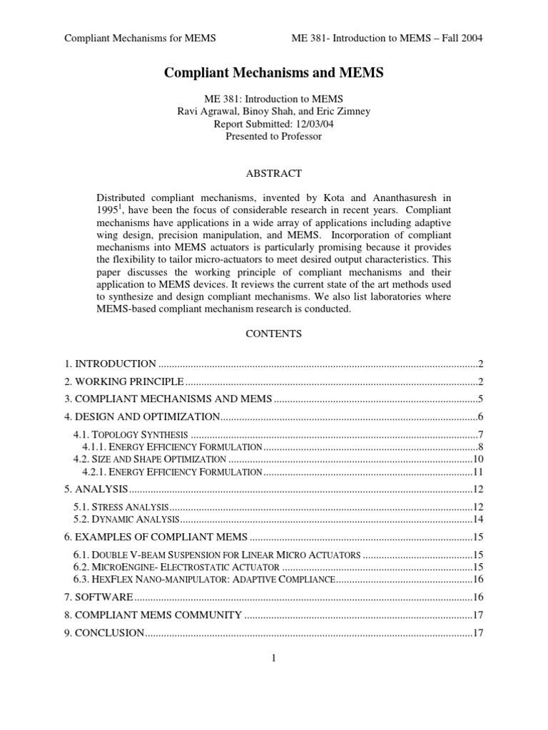 Compliant Mechanisms | PDF | Mathematical Optimization | Stiffness
