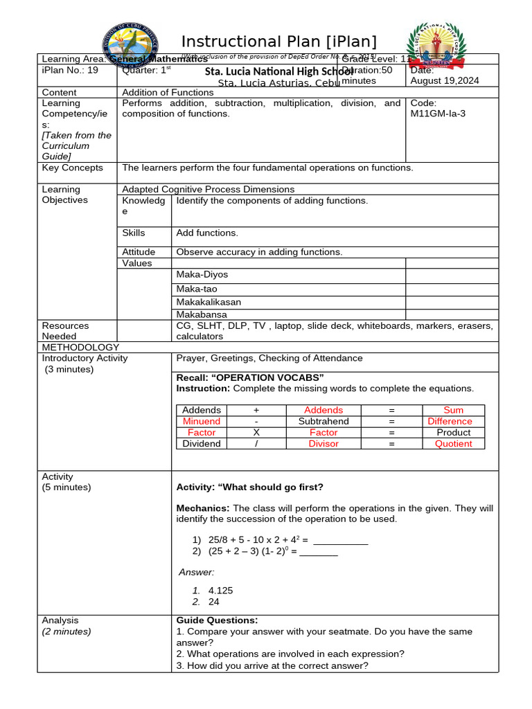 dlp13 - Addition of Functions | PDF | Subtraction | Learning