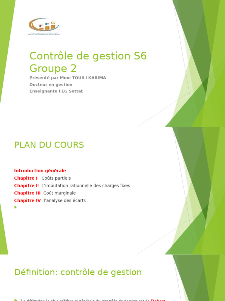 Cours de Controle de Gestion S6 N°1 | PDF | Business | Économie d'entreprise