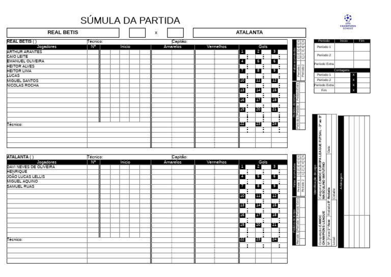 EXEMPLO DE Súmula DE FUTSAL | PDF | Esportes | Futebol