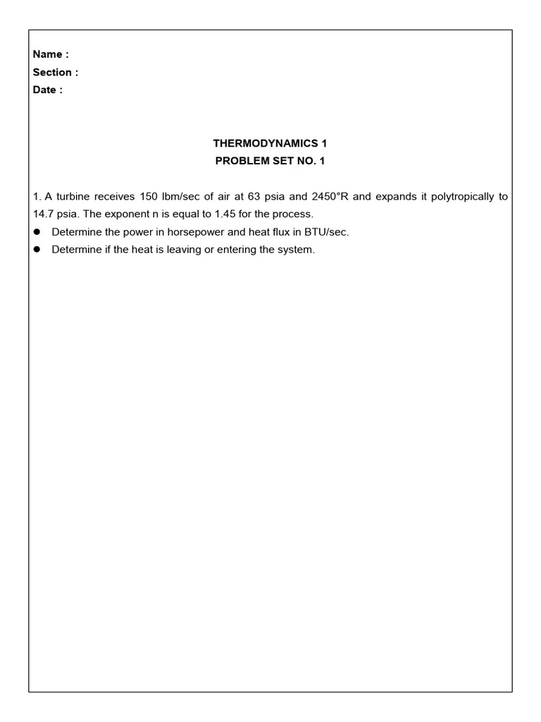 Problem Set _ Thermodynamics(1) | PDF | Heat | Enthalpy