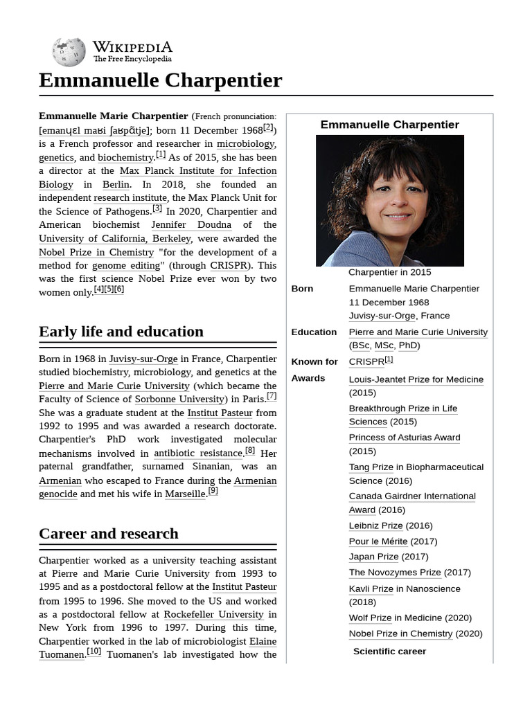 Emmanuelle_Charpentier | PDF | Life Sciences | Biotechnology
