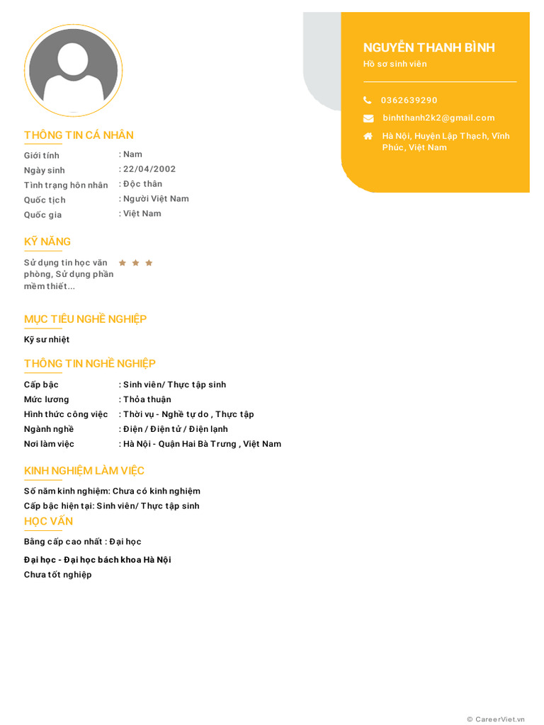 CV Nguyễn Thanh Bình-20204266 | PDF