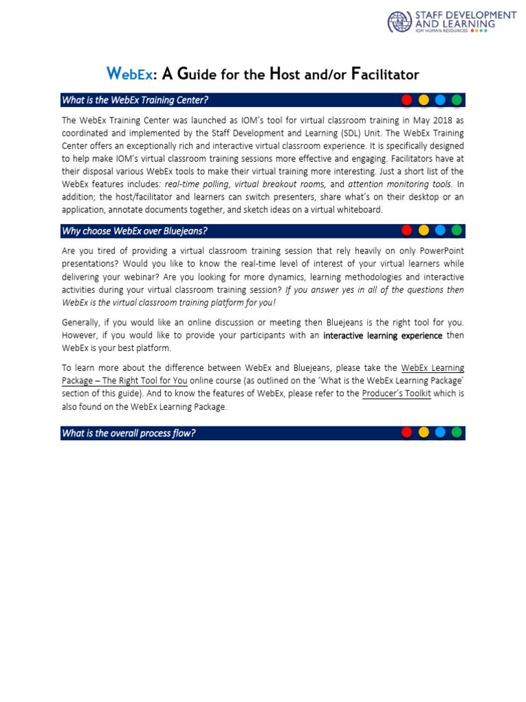 Webex Guidelines For The Host and Facilitators | PDF | Educational ...