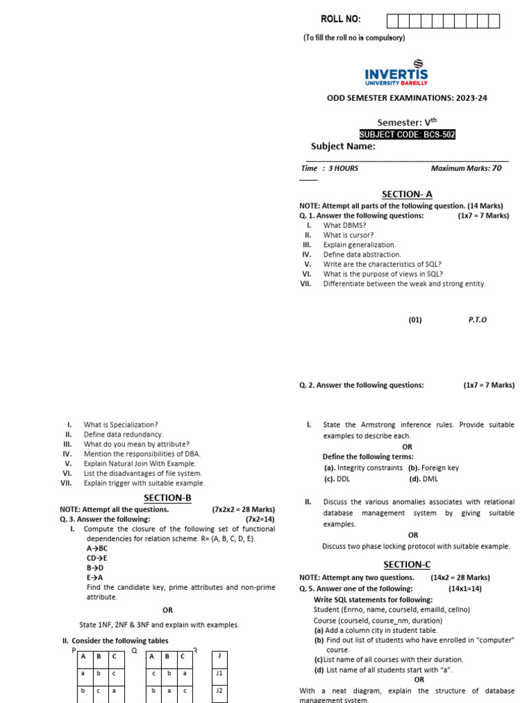 Dbms Paper 4 | PDF | Databases | Relational Model Dbms Paper 4 | PDF | Databases | Relational Model