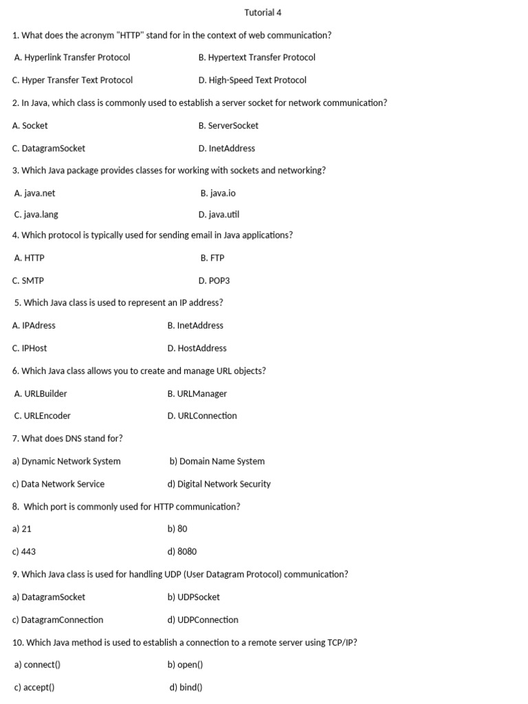 Tutorial 4 | PDF | Internet Protocol Suite | Port (Computer Networking)
