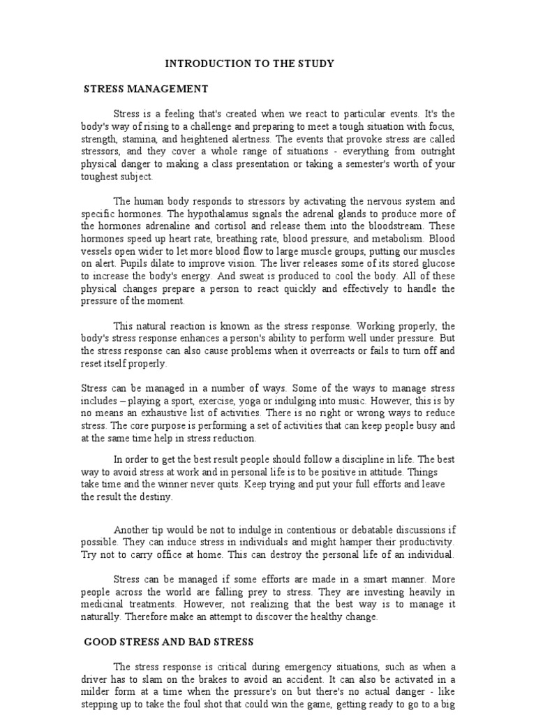 Introduction To The Study Stress Management | PDF | Stress (Biology ...