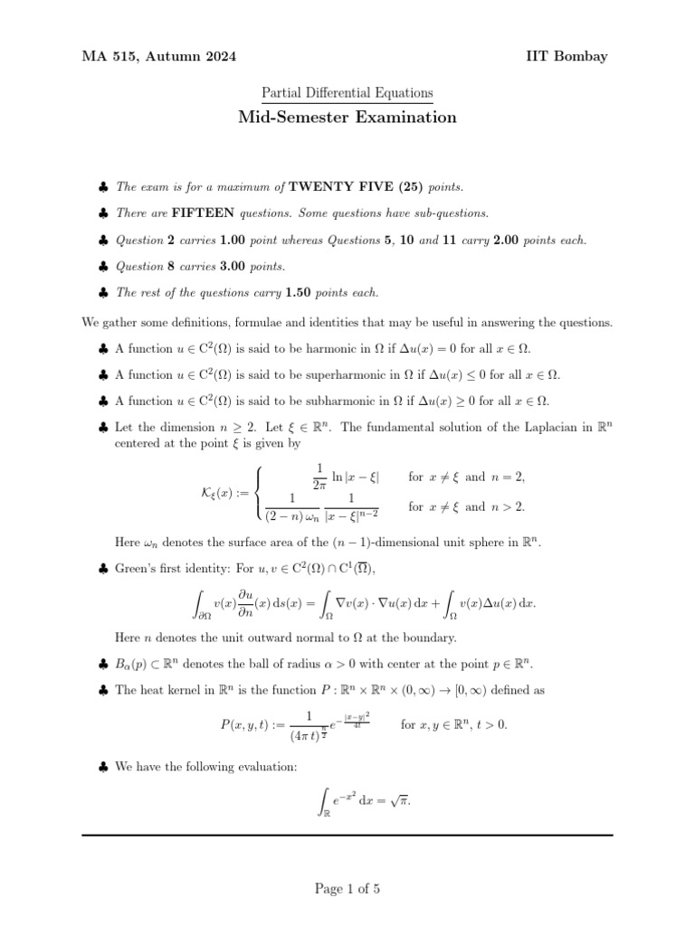 ma515-mid-sem-aut-2024 | PDF | Multivariable Calculus | Functions And Mappings