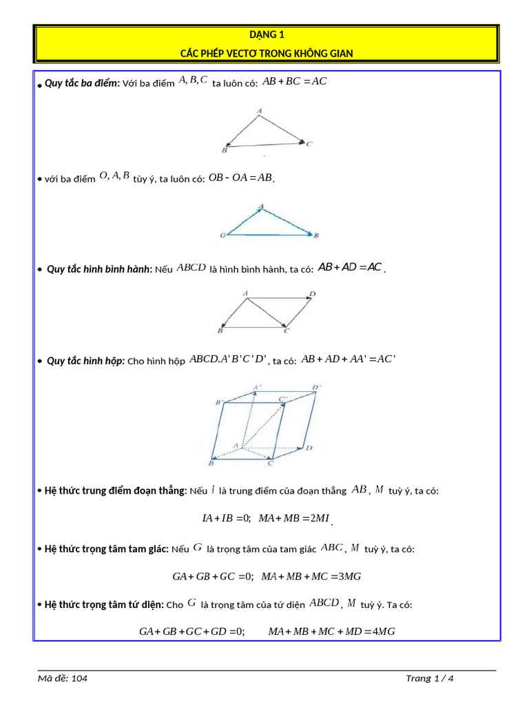 BT Vecto Trong KG - 1 | PDF