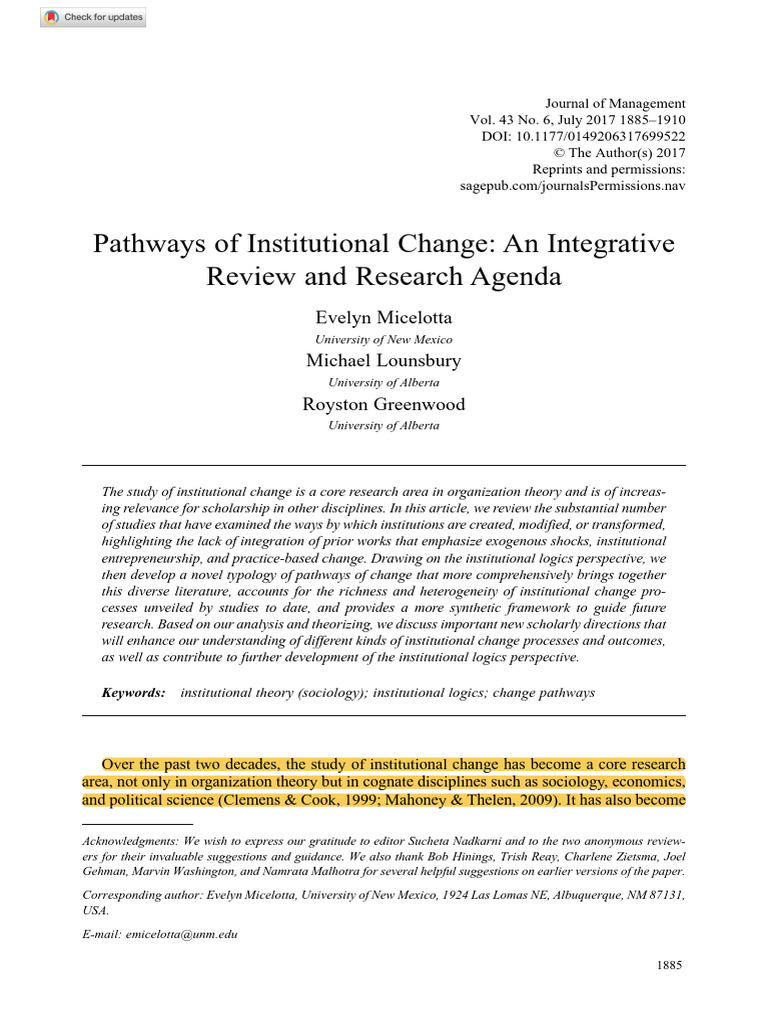Pathways of Institutional Change Explained | PDF | Institution | Causality
