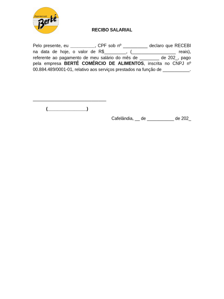 Modelo Recibo Salarial | PDF | Direito