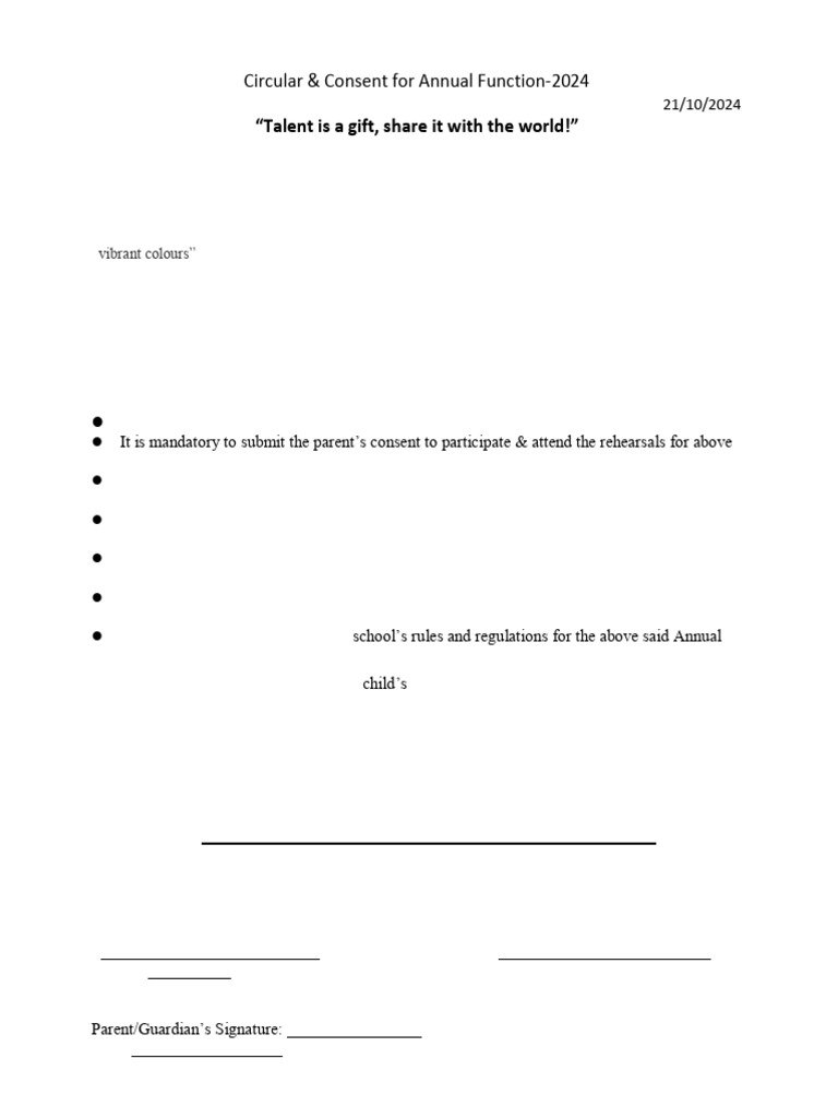 Vts-Annual - Day Circular - With - Consent - Form | PDF