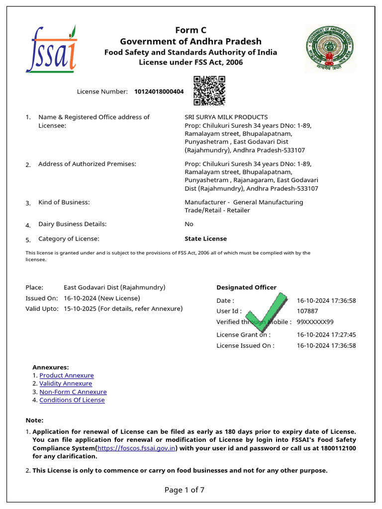 Form C Government of Andhra Pradesh: Food Safety and Standards ...