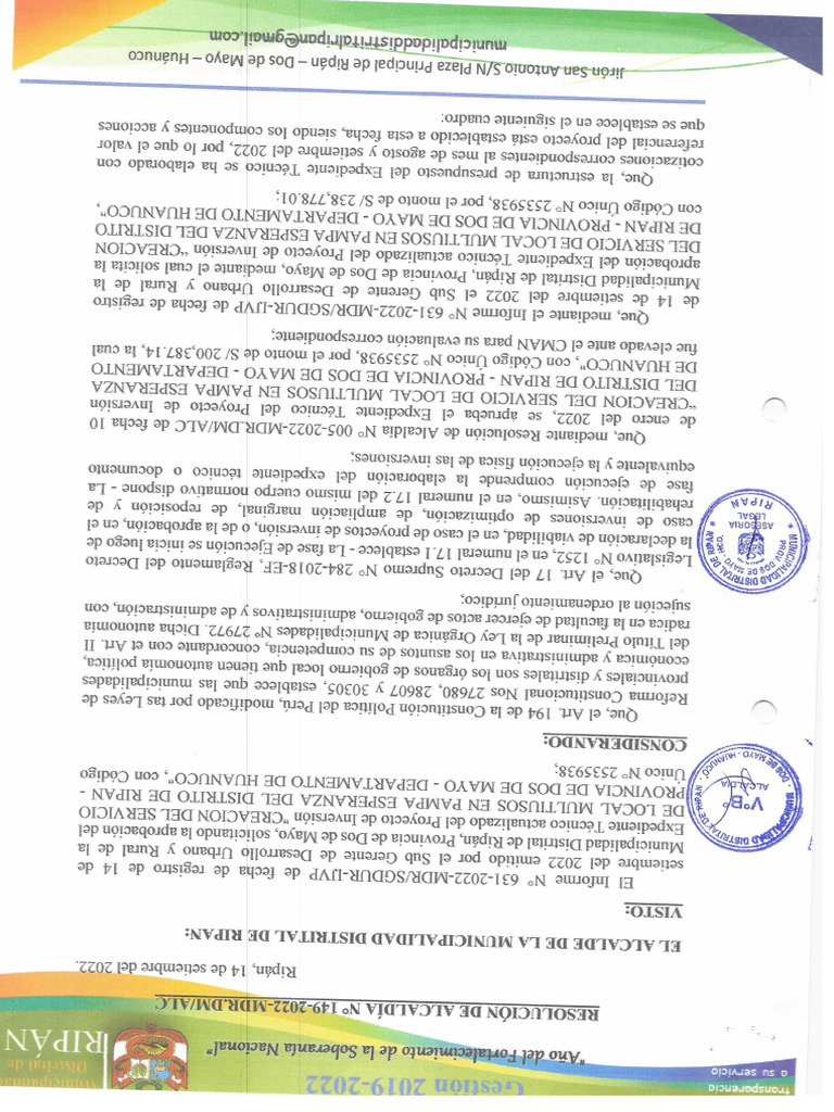 Resolucion APROBACION EXP. TECNICO | PDF