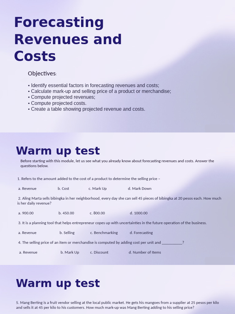Forecasting Revenues and Costs 1 1 | PDF | Cost Of Goods Sold | Forecasting