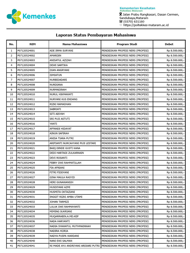Laporan Status Pembayaran Mahasiswa.new | PDF