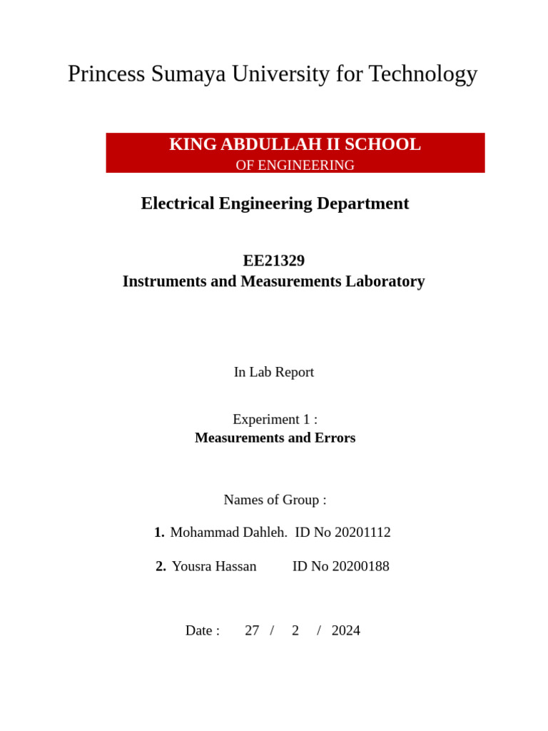 Instruments lab 1 (1) | PDF | Resistor | Mean