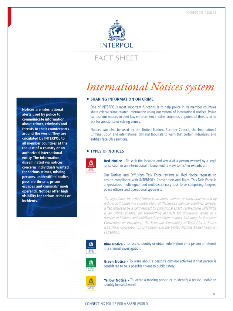 INTERPOL NOTICES | PDF | National Security | Public Law