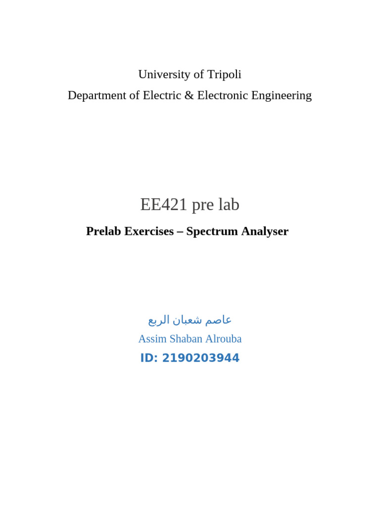 Pre lab spectrum analyzer assim | PDF | Distortion | Electrical Engineering