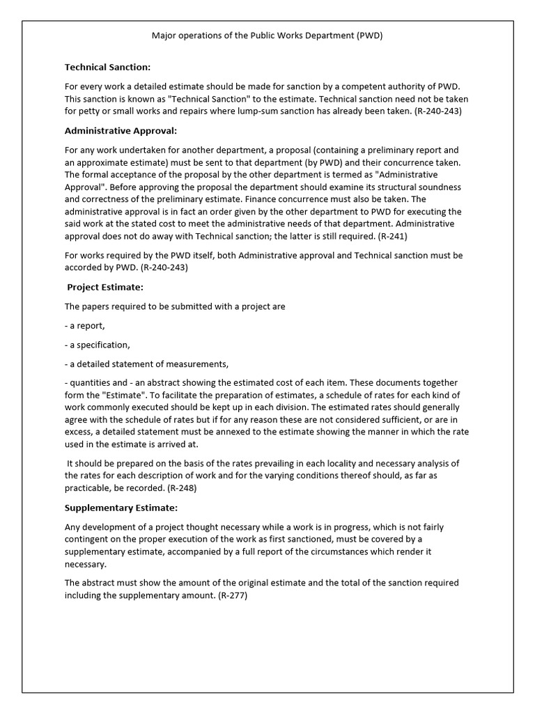 Major Operations of The Public Works Department (PWD) | PDF ...