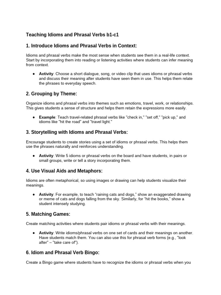 Teaching Idioms & Phrasal Verbs | PDF | Idiom | Syntax